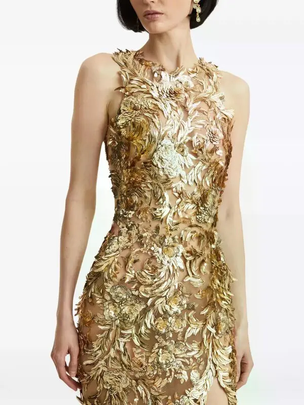 gold feather dress Daniella Off the Shoulder Sequin Gown Mocha Gold / XL main image 1