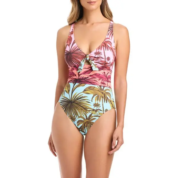BLEU BY ROD BEATTIE Printed Tie-front One-piece Swimsuit - Tropical Multi