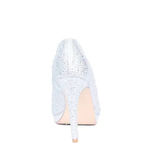 LAUREN LORRAINE Rhinestone Embellished Pumps - Silver