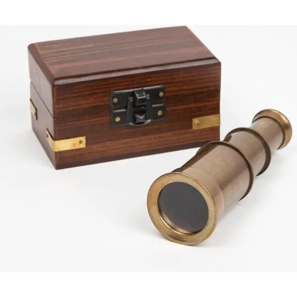 TEN THOUSAND VILLAGES Mini Telescope & Box - Brown