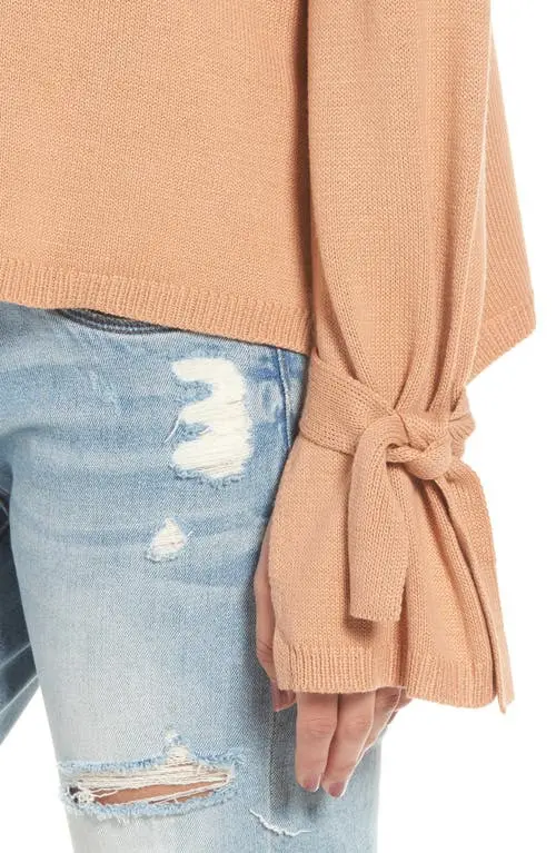 Astr The Label Tie Sleeve Crewneck Sweater