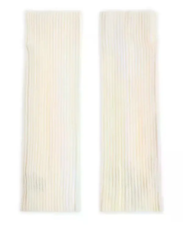LISA YANG Ribbed Fingerless Gloves - Neutrals