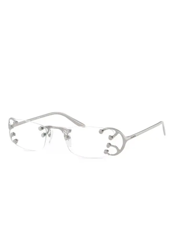 Prada Rimless Metallic-detail Glasses - Silver