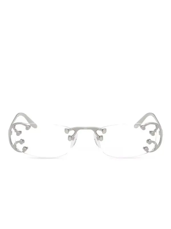 Prada Rimless Metallic-detail Glasses