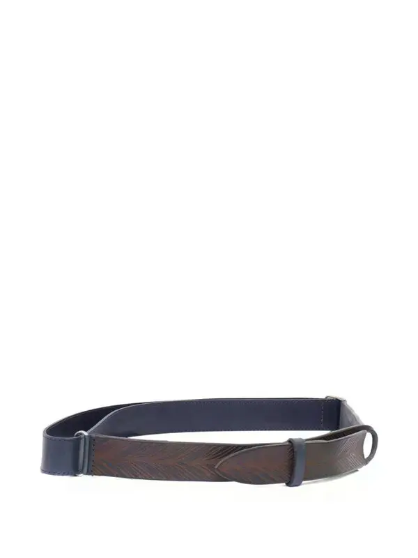 ORTIGNI Patterned Calf Leather Belt - Blue