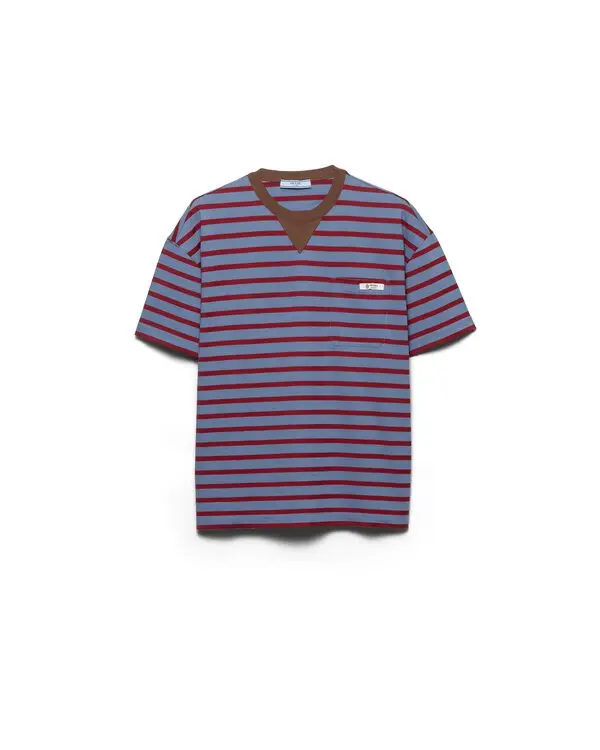 Prada Oversized Striped Jersey T-shirt - Blue
