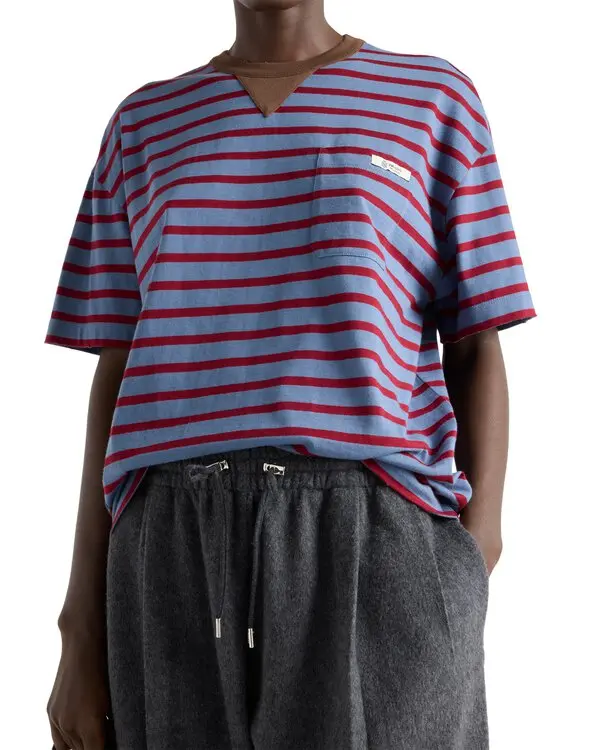 Prada Oversized Striped Jersey T-shirt - Blue
