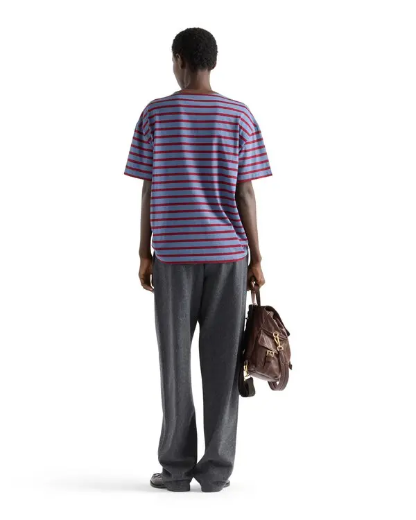 Prada Oversized Striped Jersey T-shirt - Blue