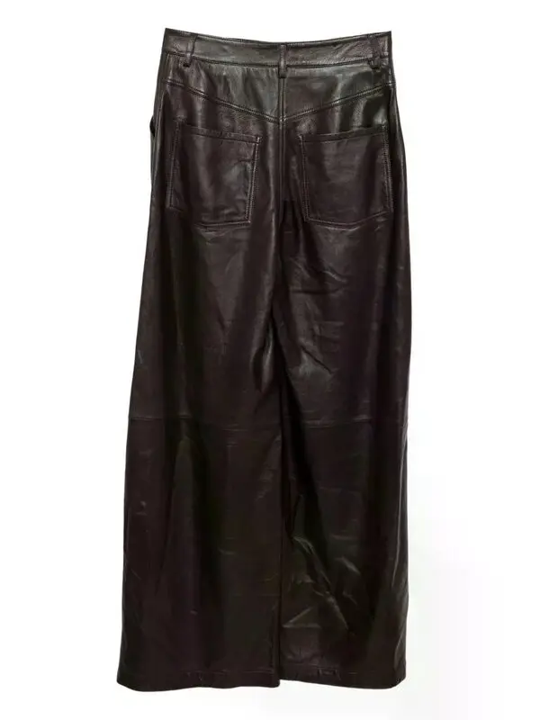YVES SALOMON Lamb Leather Straight-leg Trousers - Brown