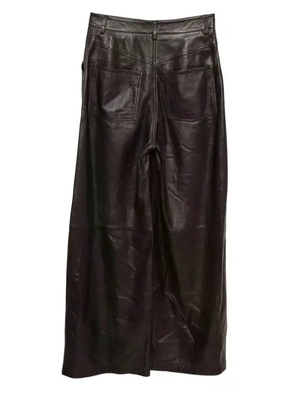 YVES SALOMON Lamb Leather Straight-leg Trousers - Brown