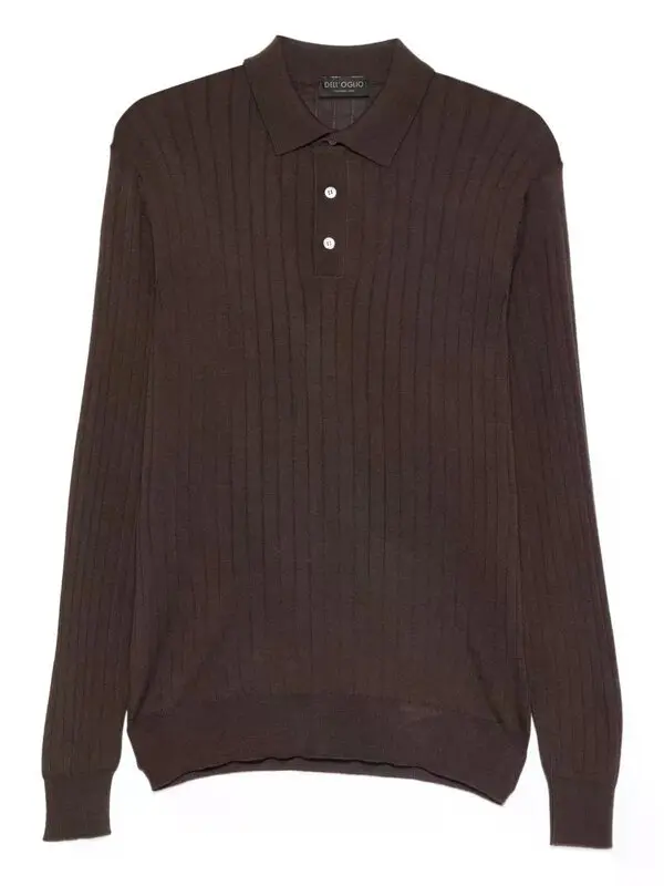 DELL'OGLIO Long-sleeve Polo Shirt - Brown