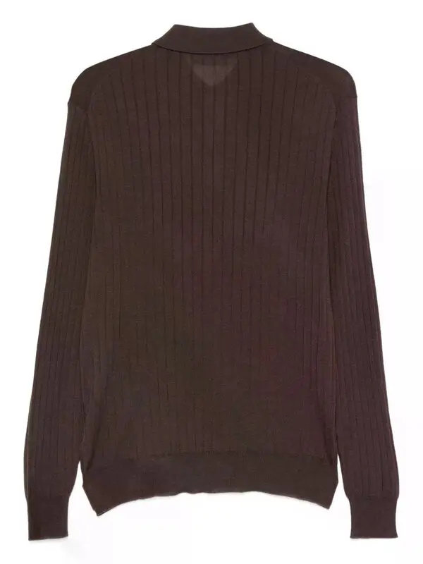 DELL'OGLIO Long-sleeve Polo Shirt - Brown