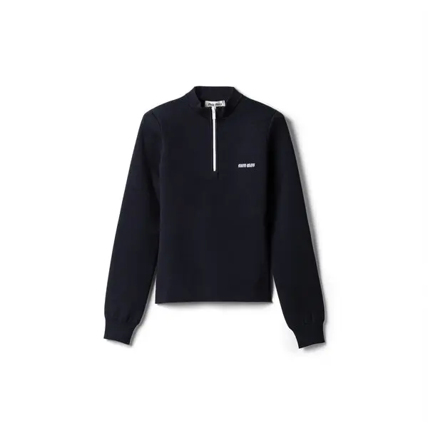 Miu Miu Wool Half-zipper Sweater - Navy