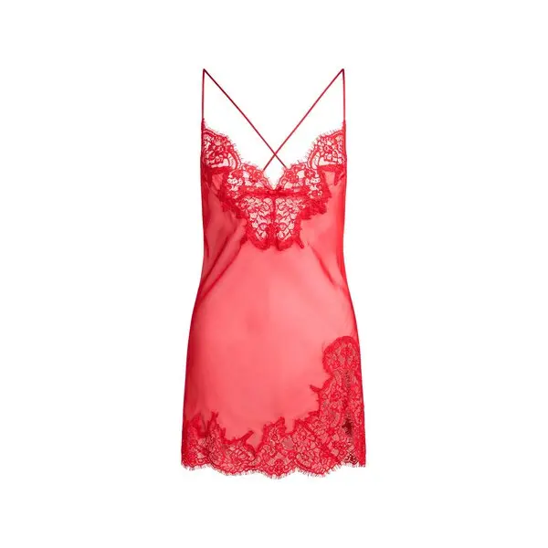 Romance Lace Mini Slip Dress - Cranberry