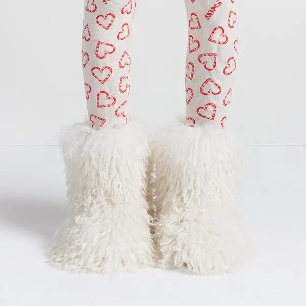SKIMS Faux Fur Shaggy Boots - Marble