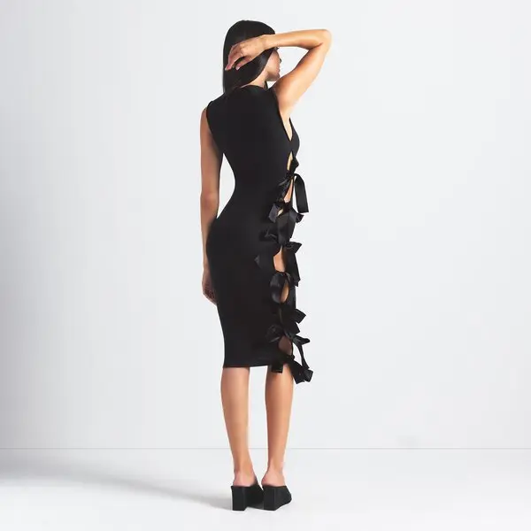 SKIMS Cloud Bow Midi Dress - Onyx