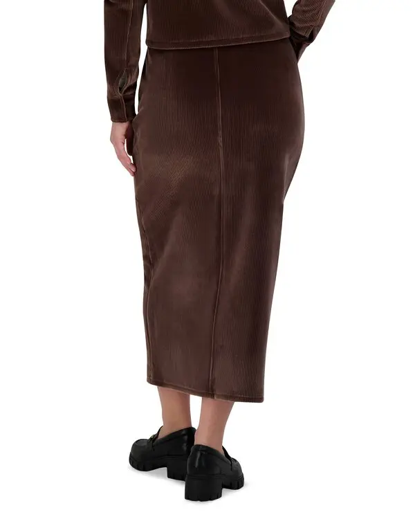 POINT Rib Knit Velour Skirt - Chocolate