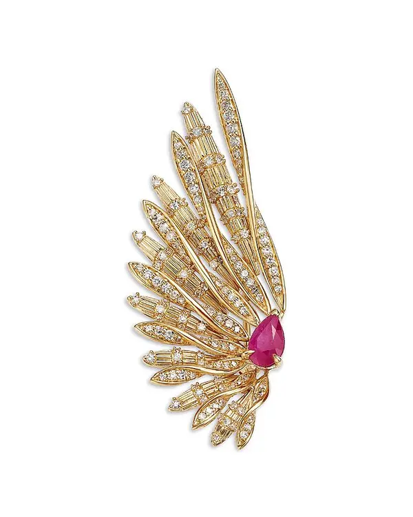 Bloomingdale'S Ruby And Diamond Angel Wing Pin In 14k Yellow - Gold