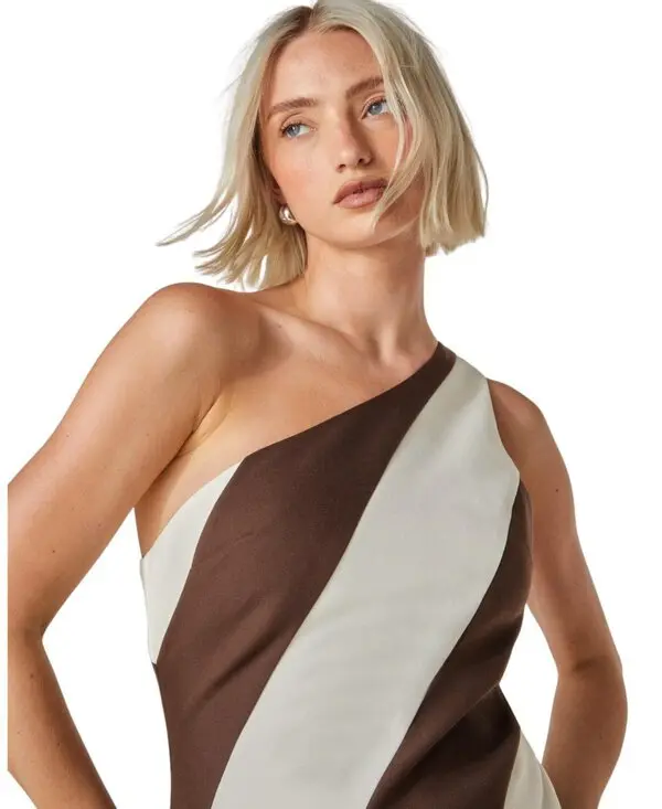 Nasty Gal Stripe One Shoulder Tailored Mini Dress