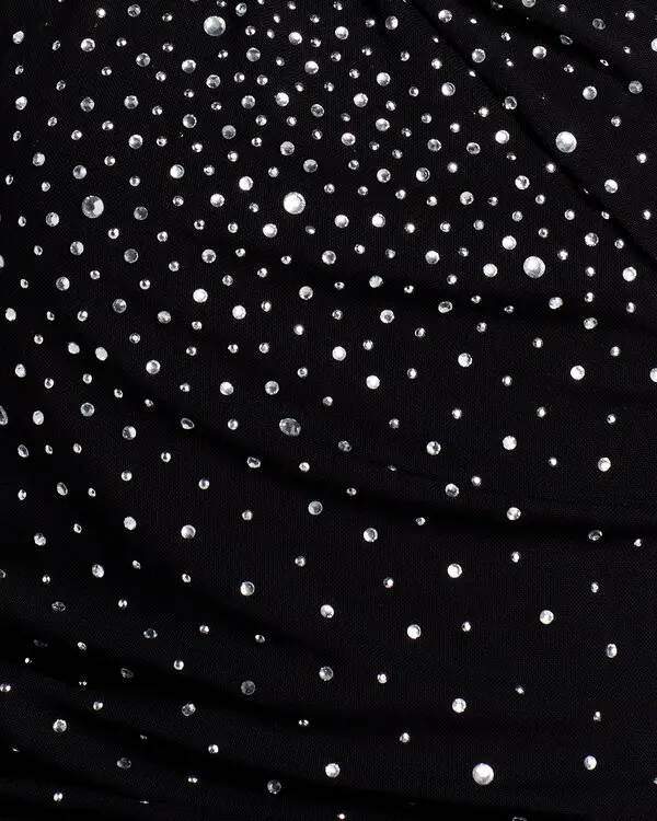 Aqua Rhinestone Mesh Jersey Long Sleeve Top