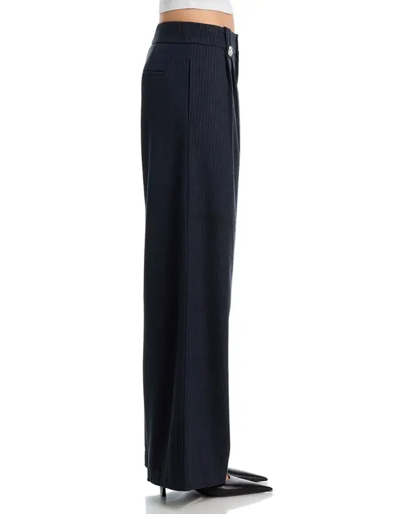 Aqua Pinstripe Rhinestone Button Pants