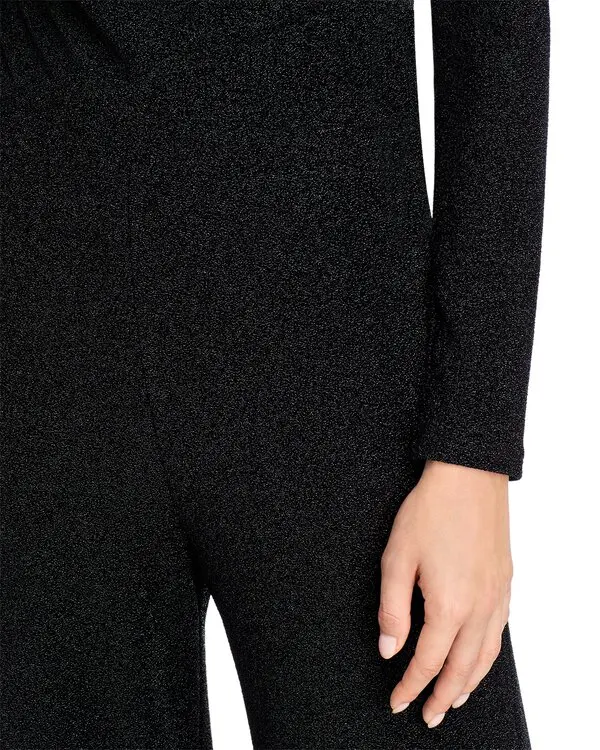 Aqua Shimmer Knit Wide Leg Pants Exclusive - Black