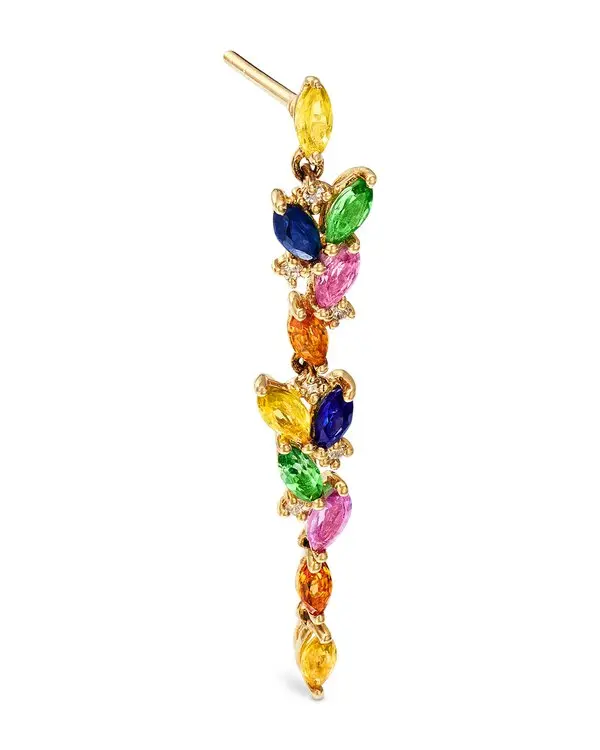 Bloomingdale'S 14k Yellow Rainbow Sapphire, Tsavorite, And Diamond Drop Earrings