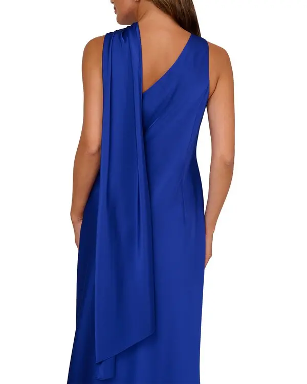 navy blue dress for baby girl Adrianna Papell Women's Asymmetrical Draped Neck Sheath Dress