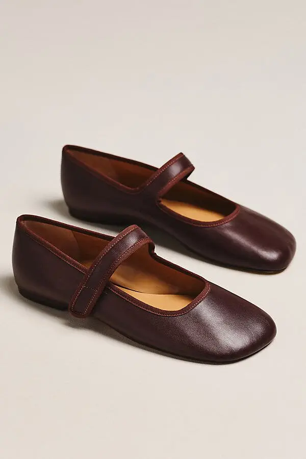 Maeve Square-toe Mary Jane Flats - Brown