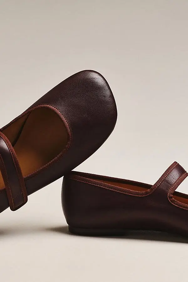 Maeve Square-toe Mary Jane Flats - Brown