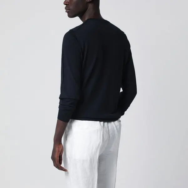 DRUMOHR Navy Wool Crew-neck Sweater - Blue