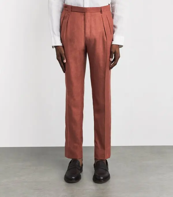 Brioni Silk-cashmere Slim Tailored Trousers