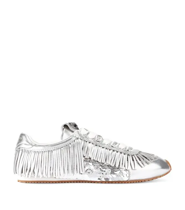 Kurt Geiger Leather Fringe Sequined Sneakers