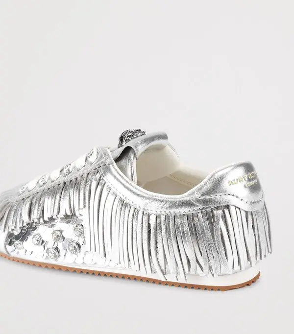 Kurt Geiger Leather Fringe Sequined Sneakers