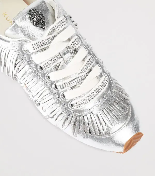 Kurt Geiger Leather Fringe Sequined Sneakers