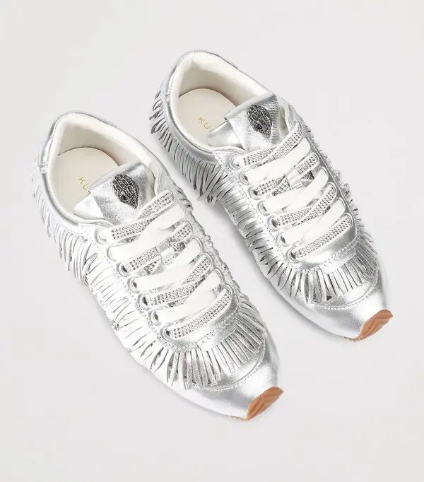 Kurt Geiger Leather Fringe Sequined Sneakers