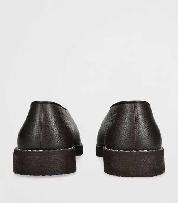 LEMAIRE Leather Piped Slippers - Brown