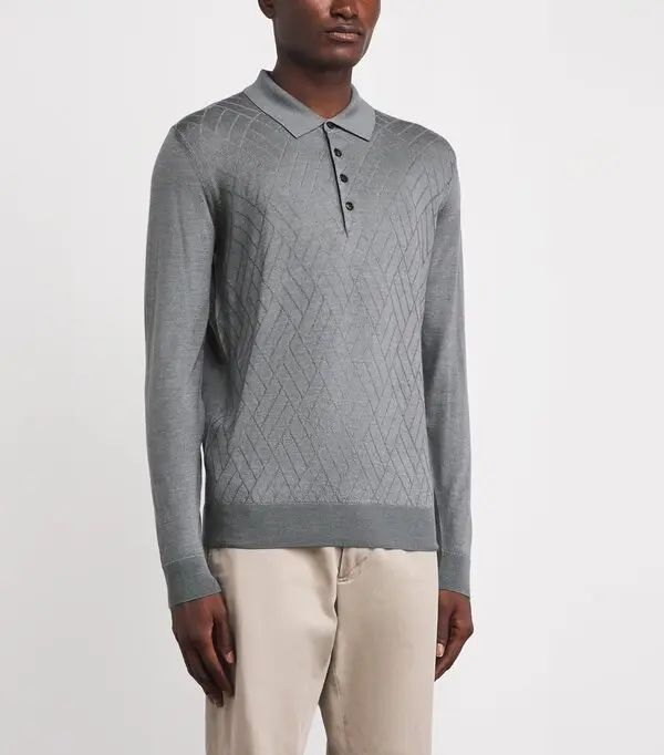 Pal Zileri Wool Long-sleeved Polo Shirt