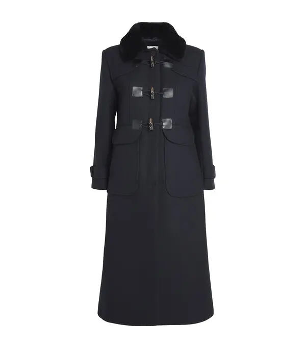 Sandro Wool-blend Shearling-collar Coat