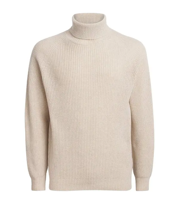 John Smedley Cashmere Aukland Rollneck Jumper - Beige