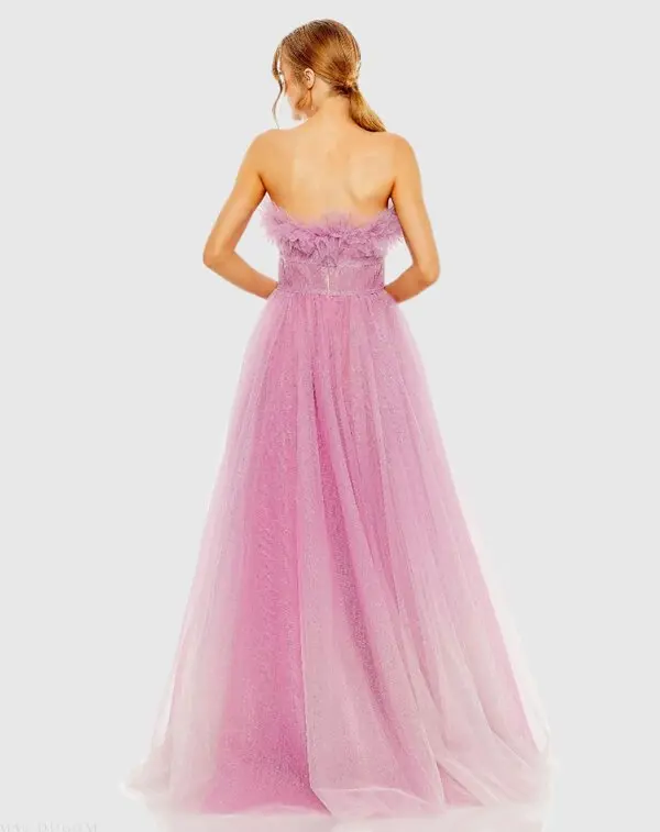 Mac Duggal Strapless Glitter Tulle Gown