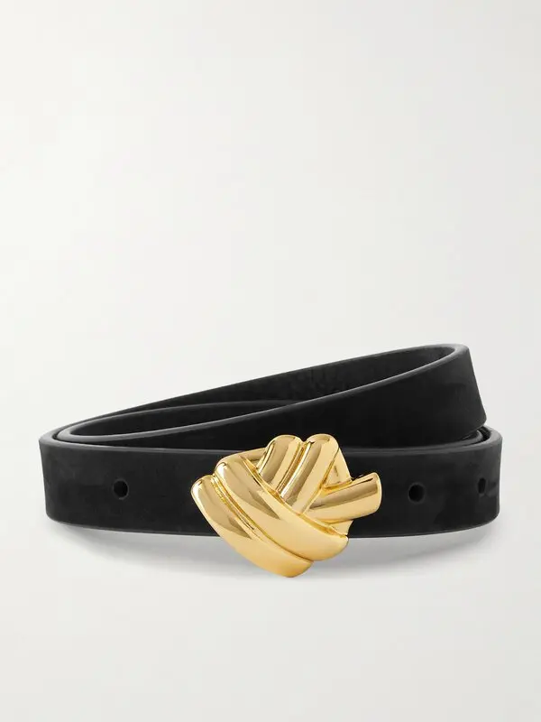 Anderson's Nubuck Belt With Gold-tone Buckle - Black