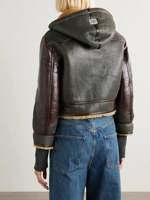 Acne Studios Leather-panelled Shearling Hooded Jacket