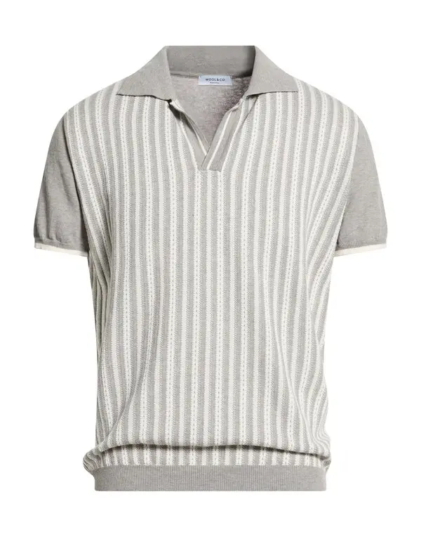 WOOL & CO Intarsia-knit Striped Cotton Sweater - Grey