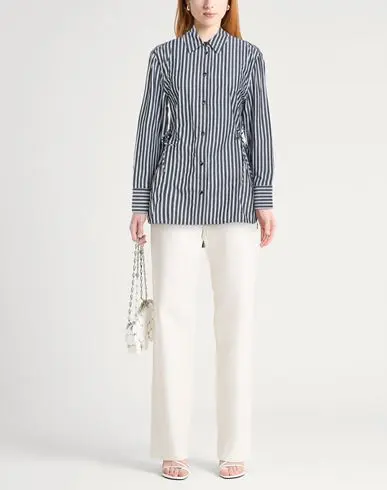 GANNI Striped Poplin Shirt - Grey
