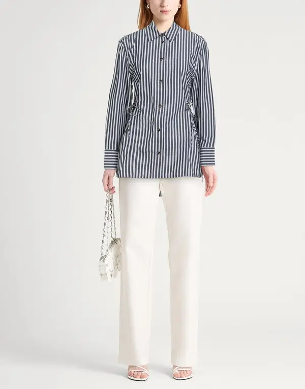 GANNI Striped Poplin Shirt - Grey