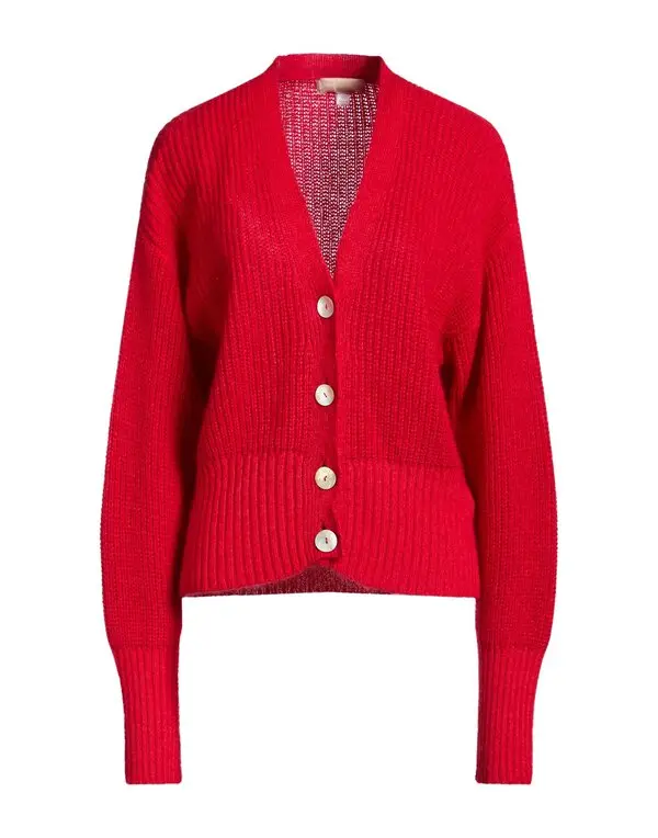 120% Lino Knit Cardigan - Red