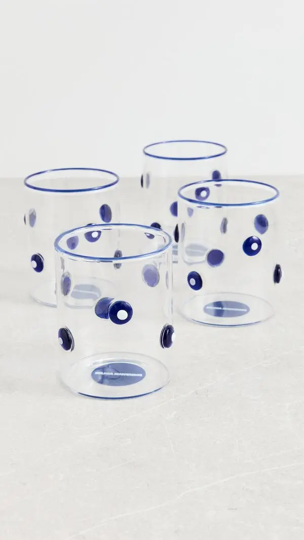 Jonathan Adler Boxed Dottie Rocks Glassware Set Of Four