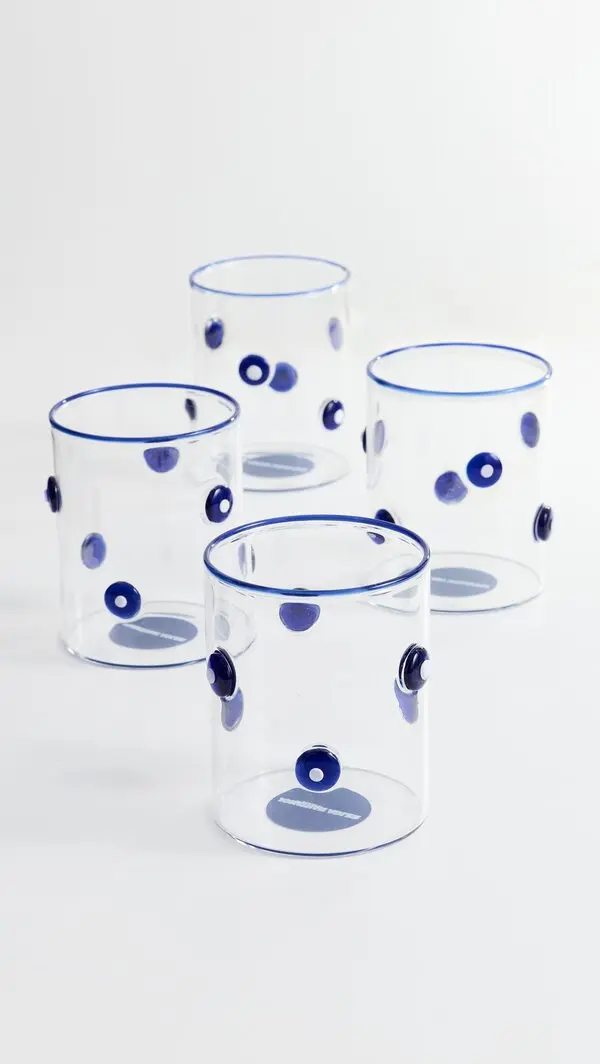 Jonathan Adler Boxed Dottie Rocks Glassware Set Of Four