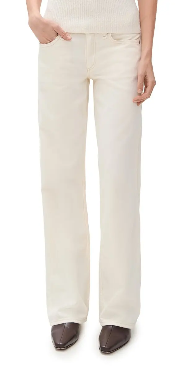 Rag & Bone Featherweight Cam Full Straight Jeans - Ecru